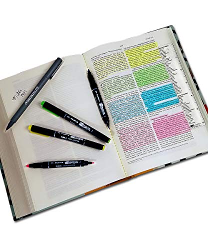 G.T. Luscombe Company, Inc. Zebrite Bible Marking Kit | No Bleed Pigmented Ink | No Fading or Smearing | Double Ended Highlighters, MilliPen & Books of the Bible Ruler/Bookmark (Set of 5 + Ruler)