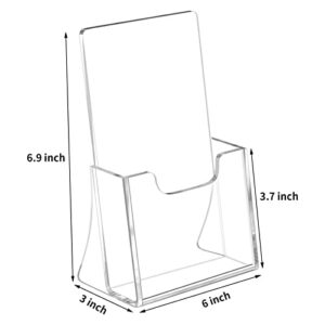 NIUBEE Acrylic Brochure Holder for 4’’ Trifold Pages, 50% Thicker Countertop Acrylic Literature Holder Plastic Flyer Display Stand for Magazine, Pamphlet, Booklets, Menu, Journals, 2 Pack