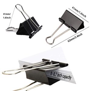 Large Binder Clips 1.6 Inch (60 Pack), Big Binder Clips for Office and Home Supplies, Black