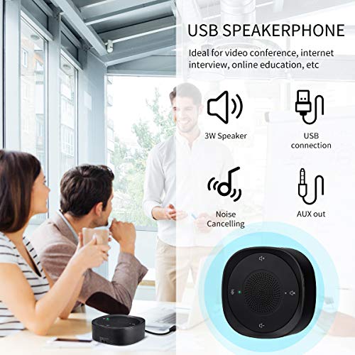 USB Speakerphone Microphone, Conference Speaker Omnidirectional Computer Mic, with 360º Voice Pickup, Touch-Sensor Buttons for Mute/unmute, Streaming, Call Speaker Skype, Webinar, Interview -(JV801)