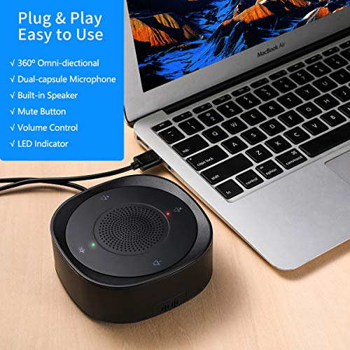 USB Speakerphone Microphone, Conference Speaker Omnidirectional Computer Mic, with 360º Voice Pickup, Touch-Sensor Buttons for Mute/unmute, Streaming, Call Speaker Skype, Webinar, Interview -(JV801)