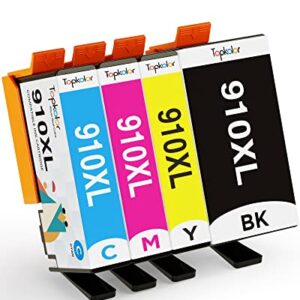 Topkolor Compatible HP 910XL Ink Cartridges Compatible HP Ink 910 Officejet Pro 8020 8020e 8025 8025e 8025e 8035 8035e 8028 8028e and OfficeJet 8022 8022e Printers, 4 Pack 910 XL Ink Cartridges