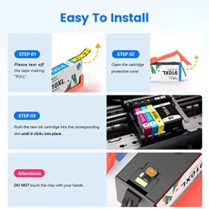 Topkolor Compatible HP 910XL Ink Cartridges Compatible HP Ink 910 Officejet Pro 8020 8020e 8025 8025e 8025e 8035 8035e 8028 8028e and OfficeJet 8022 8022e Printers, 4 Pack 910 XL Ink Cartridges