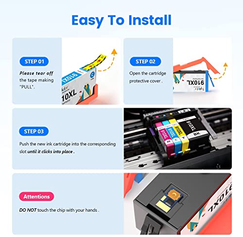 Topkolor Compatible HP 910XL Ink Cartridges Compatible HP Ink 910 Officejet Pro 8020 8020e 8025 8025e 8025e 8035 8035e 8028 8028e and OfficeJet 8022 8022e Printers, 4 Pack 910 XL Ink Cartridges