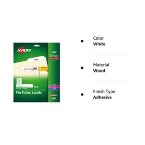 Avery 8366 Permanent Filing Labels, 1/3 Cut, 750/Pk, White