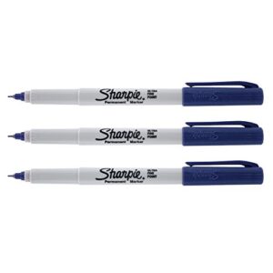 sharpie ultra fine point permanent markers navy blue color / 3 pcs. of set