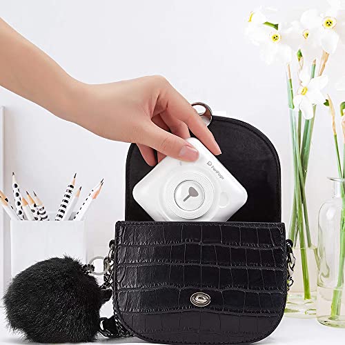 Mini Photo Printer for Phone, Portable Thermal Printer, Pocket Bluetooth Printer, Black& White Printer for Home Office Students Scrapbook- Purple