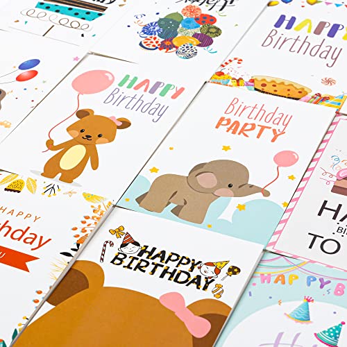 feela Birthday Cards, 160 Pack 40 Designs Happy Birthday Card Assorted Bulk with 160 Blank Envelopes 168 Pieces of Stickers 6 Washi Tapes, 4 X 6 Inches Greeting Cards For Girls Family Friends