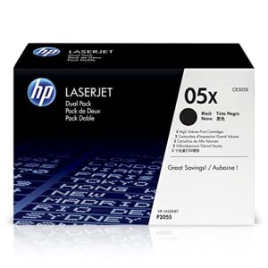 hp 05x black high-yield toner cartridges (2-pack) | works with hp laserjet p2055 series | ce505xd