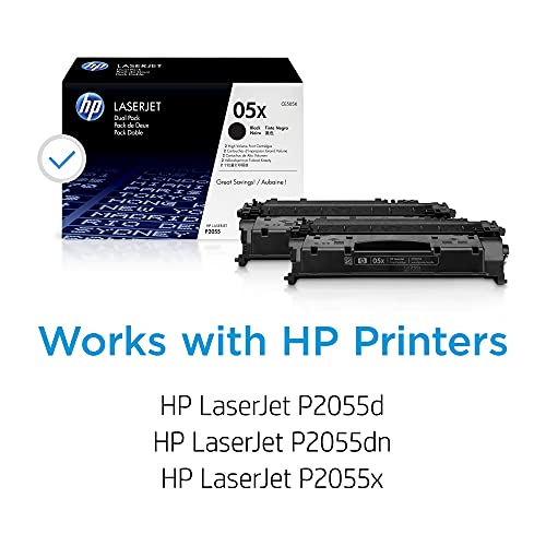 HP 05X Black High-yield Toner Cartridges (2-pack) | Works with HP LaserJet P2055 Series | CE505XD