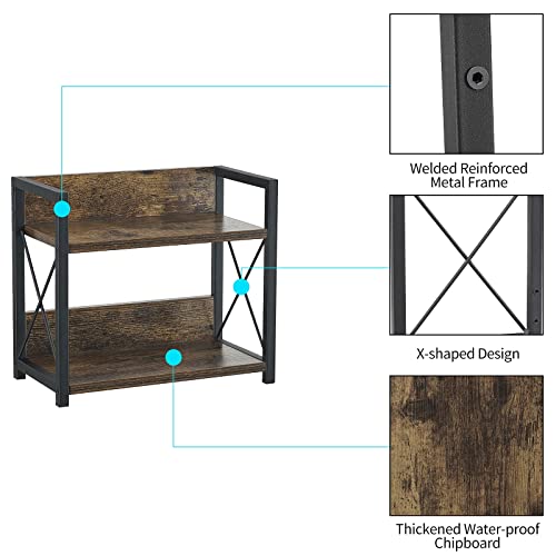 Giikin Countertop Shelf Organizer, 2 Tier Kitchen Spice Rack Organizer for Countertop, Wood Coffee Counter Shelf Organizer for Home (Rustic Brown)