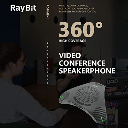 USB Speakerphone with Dual Hub - Conference Room Omnidirectional Microphone and Speaker, Computer Speakers with Microphone for Home Office, 360° Voice Pickup & Noise Reduction Mics for 8-10 People