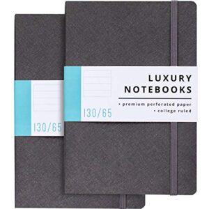 papercode lined journal notebooks (2 pack) – luxury journals for writing w/ 130 pages, soft cover – executive notebooks for work, travel, college – gray