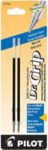 pilot dr. grip ballpoint ink refills for retractable pens, medium point, blue ink, 2-pack (77228)