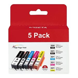 220 221 ink cartridge value pack black/color, canon pgi-220 cli-221 pgi220 cli221 to use with canon mx860 mx870 mp620 mp640 (1 large black, 1 cyan, 1 magenta, 1 yellow, 1 black) 5 pack