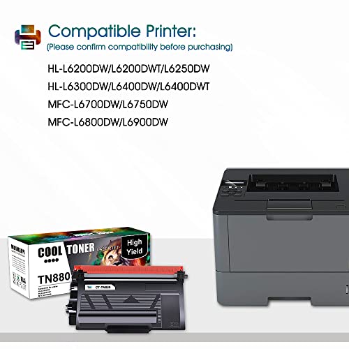 Cool Toner Compatible Toner Cartridge Replacement for Brother TN880 TN-880 TN 880 HL-L6200DW MFC-L6700DW MFC-L6800DW HL-L6200DWT HL-L6300DW MFC-L6900DW Super High Yield Printer Black Ink 4Pack