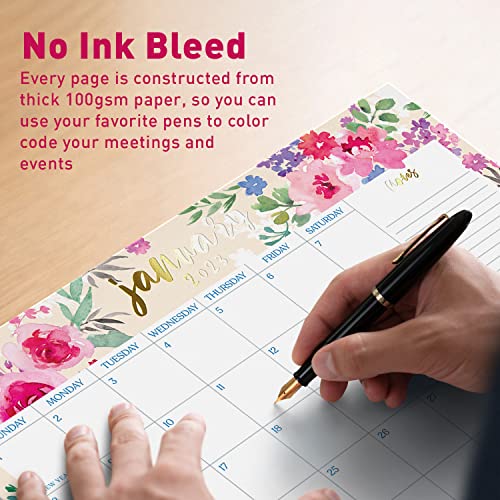 S&O Watercolor Floral Large Desk Calendar from Jan 2023-Jun 2024 - Tear-Away Table Calendar 2023-2024 - Desktop Calendar 2023-2024 - Academic Desk Calendar 2023-2024 - Desk Calendar Large - 12x17in