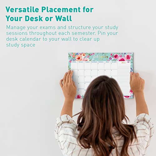 S&O Watercolor Floral Large Desk Calendar from Jan 2023-Jun 2024 - Tear-Away Table Calendar 2023-2024 - Desktop Calendar 2023-2024 - Academic Desk Calendar 2023-2024 - Desk Calendar Large - 12x17in