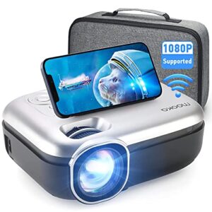 [upgraded] projector with wifi, 8000l mini projector portable projector with carrying bag, supports 1080p full hd projector with phone/iphone/android/hdmi/usb/av port for outdoor movie