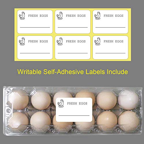 Large Egg Cartons 30 Packs with Sticker Labels , Plastic Egg Carton for 12 Eggs, Cheap Bulk Egg Tray Egg Container Holder for Refrigerator, Storage, Family, Chicken Farm, Market, Camping