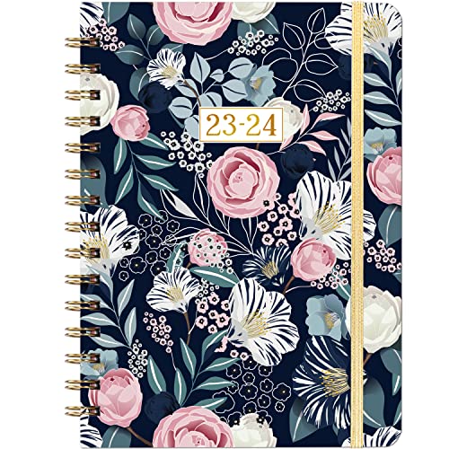 Planner 2023-2024 - Academic Planner/Calendar 2023-2024 from Jul.2023 - Jun.2024, 2023-2024 Planner Weekly and Monthly with Tabs, 6.3" x 8.4", Hardcover + Back Pocket + Twin-Wire Binding, Daily Organizer - Petunia