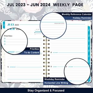 Planner 2023-2024 - Academic Planner/Calendar 2023-2024 from Jul.2023 - Jun.2024, 2023-2024 Planner Weekly and Monthly with Tabs, 6.3" x 8.4", Hardcover + Back Pocket + Twin-Wire Binding, Daily Organizer - Petunia