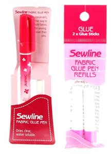 bundle of sewline fabric glue pen(s) blue, and fabric glue pen refill 2-pack(s) blue (1 pen, 1 2-pack refills)