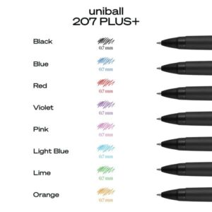 uni-ball 207 Plus+ Retractable Gel Pens 6 Pack in Assorted Colors with 0.7mm Medium Point Pen Tips - Uni-Super Ink+ is Smooth, Vibrant, and Protects Against Water, Fading, and Fraud