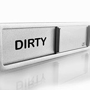 Metal Dishwasher Magnet Clean Dirty Sign in Stainless Steel - Unique and Stylish Look (Silver w/Black Lettering)