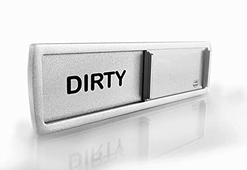 Metal Dishwasher Magnet Clean Dirty Sign in Stainless Steel - Unique and Stylish Look (Silver w/Black Lettering)