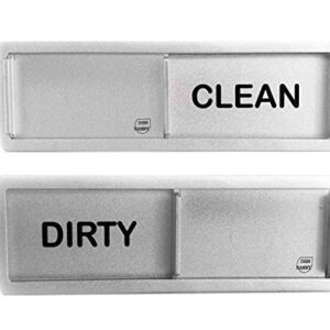 Metal Dishwasher Magnet Clean Dirty Sign in Stainless Steel - Unique and Stylish Look (Silver w/Black Lettering)