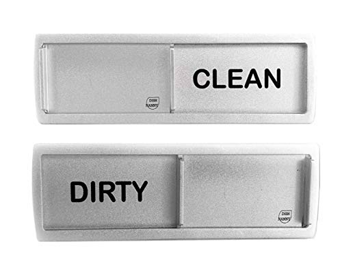 Metal Dishwasher Magnet Clean Dirty Sign in Stainless Steel - Unique and Stylish Look (Silver w/Black Lettering)