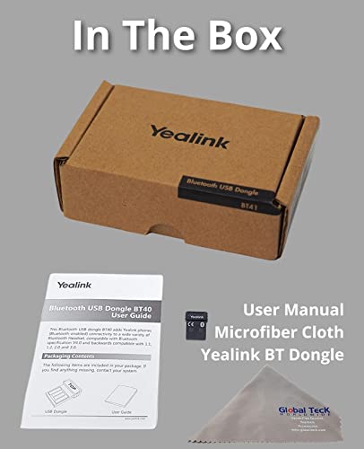 GTW Bundle Yealink BT41 USB Bluetooth Dongle Yealink IP Phones T27G, T29G, T46G, T48G, T41S, T42S, T46S, T48S, T53, Global Teck Microfiber Cloth Included