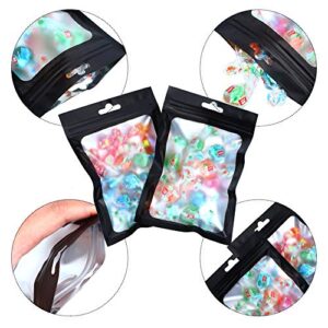 Boao 100 Pieces Mylar Bags Smell Proof Bags Resealable Bags for Small Business with Clear Window Holographic Bags for Food Storage and Lip Gloss, Jewelry, Eyelash Packaging (Black, 4 x 6 Inch)