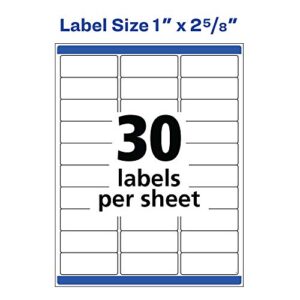 Avery Waterproof Address Labels with Sure Feed & TrueBlock 1" x 2-5/8", 1,500 White Laser Labels (5520)