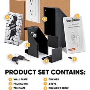 Elder Welder® Hidden Wall Safe Outlet with Key Lock, Electric Socket Safe, Covert Wall Safe, Diversion Outlet Safe, Outlet Hidden Safe, Secret Compartment, Secret Outlet Box for Hiding Money Jewellery