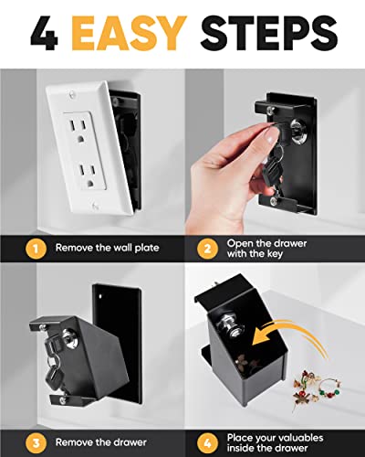 Elder Welder® Hidden Wall Safe Outlet with Key Lock, Electric Socket Safe, Covert Wall Safe, Diversion Outlet Safe, Outlet Hidden Safe, Secret Compartment, Secret Outlet Box for Hiding Money Jewellery