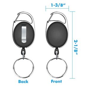 Selizo 6 Packs Retractable Badge Holder ID Carabiner Badge Reels Retractable Key Holders Keychains with Key Ring, Assorted Colors