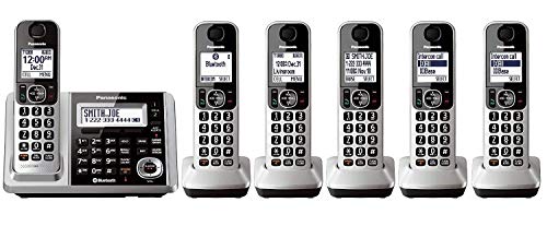 Panasonic KX-TGF375S + 1 KX-TGFA30S Handset (6 Handsets Total) Bluetooth Cordless Phone System with Dual Keypad (KX-TGF370S + 5, KX-TGF372S + 4, KX-TGF373S + 3, KX-TGF374S + 2) (Renewed)