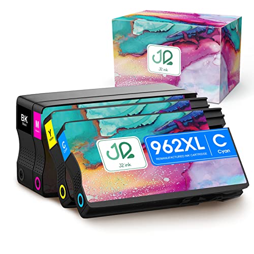 J2INK Remanufactured Ink Cartridge Replacement for HP 962XL 962 4 Pack Ink Cartridge Combo Pack 3JA03AN 3JA00AN 3JA01AN 3JA02AN OfficeJet Pro 9025 9020 9018 9015 9010