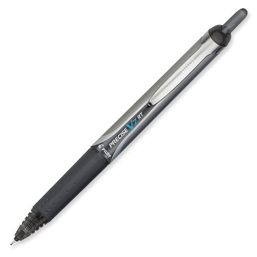 Pilot Precise V7 RT Retractable Rolling Ball Pens, Fine Point, Black Ink, 6 Pack