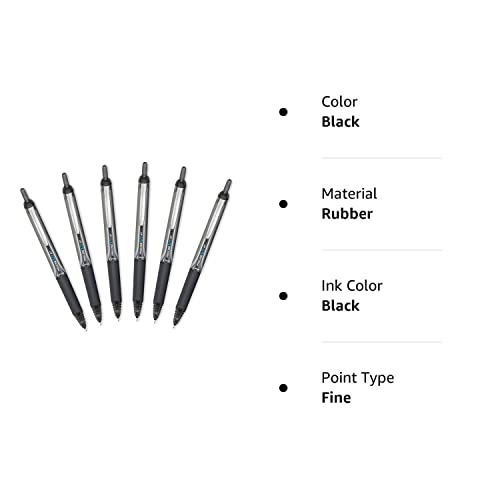 Pilot Precise V7 RT Retractable Rolling Ball Pens, Fine Point, Black Ink, 6 Pack