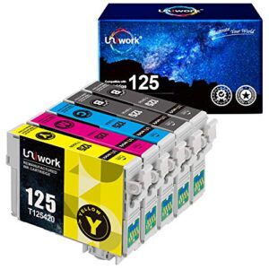 uniwork remanufactured ink cartridge replacement for epson 125 t125 use for nx125 nx127 nx130 nx230 nx420 nx530 nx625 workforce 320 323 325 520 printer tray (2 black, 1 cyan, 1 magenta, 1 yellow)