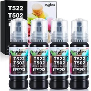 spaceink t502 t522 ink refill black for ecotank et-2720 et-2760 et-2800 et-15000 et-3760 et-2750 et-4800 et-4760 st-2000 et4850 et-2850 priter(black*4 pack)