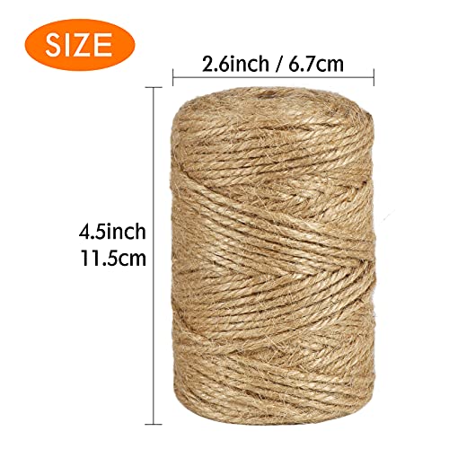 Shintop 328 Feet 3mm Thick Natural Jute Twine, 3Ply Heavy Duty Industrial Packing Materials String Brown Garden Twine for Arts, Crafts and Gift Wrapping