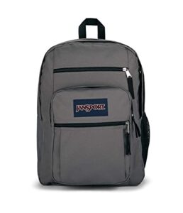 jansport big student laptop backpack for college students, teens, graphite grey computer bag with 2 compartments, ergonomic shoulder straps, 15” laptop sleeve, haul handle – rucksack