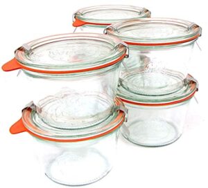 weck 741 – 0.25 liter mold jars with lids – 6 rings and 12 clamps