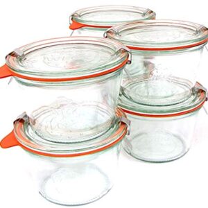 Weck 741 - 0.25 Liter Mold Jars with Lids - 6 Rings and 12 Clamps