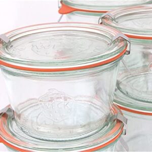 Weck 741 - 0.25 Liter Mold Jars with Lids - 6 Rings and 12 Clamps