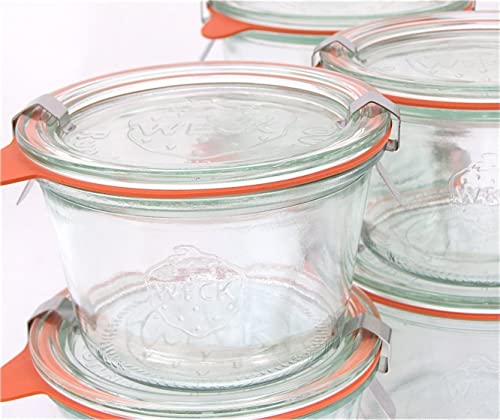 Weck 741 - 0.25 Liter Mold Jars with Lids - 6 Rings and 12 Clamps